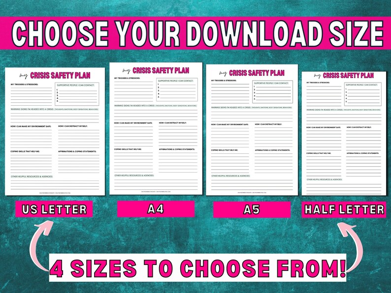 Crisis Safety Plan Worksheet | Coping Skills + Strategies | Therapy ...