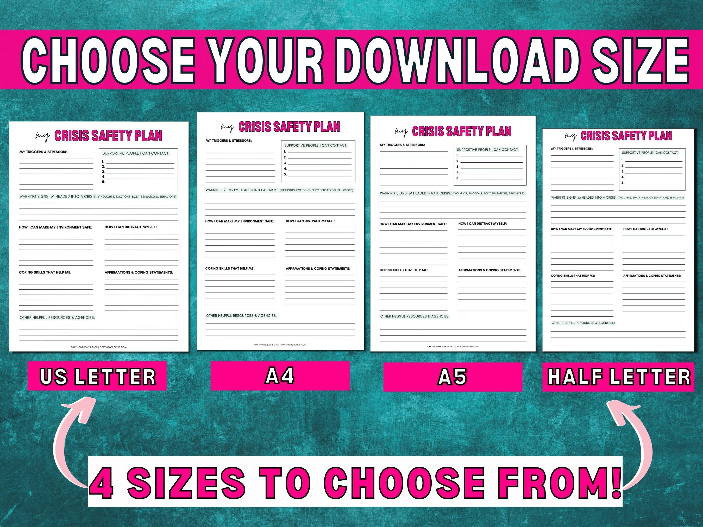 Crisis Safety Plan Worksheet Coping Skills Strategies Therapy Resources ...