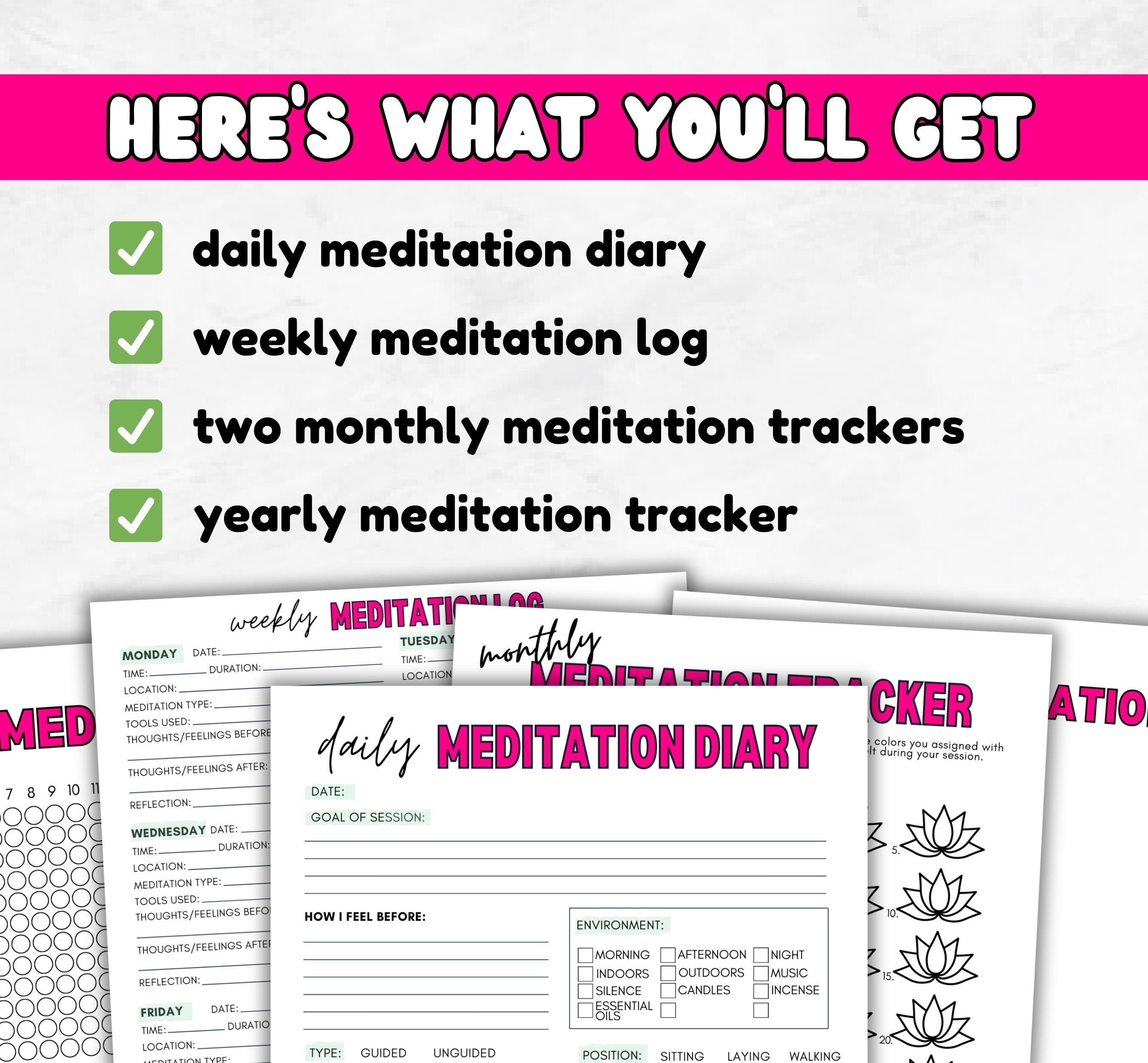 Meditation Tracker Printable | Daily Meditation Journal | Meditating ...