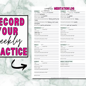 Meditation Tracker Printable Daily Meditation Journal | Etsy