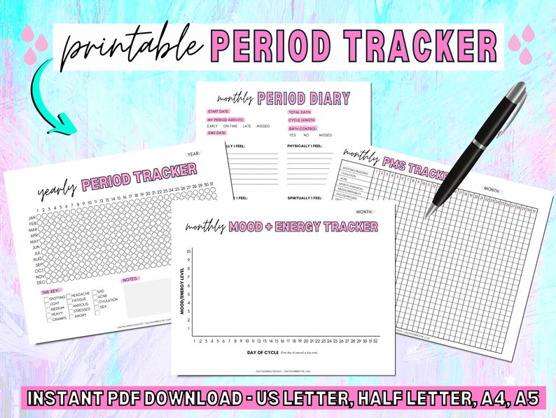 Period Tracker Printable PMS Period Symptom Journal - Etsy