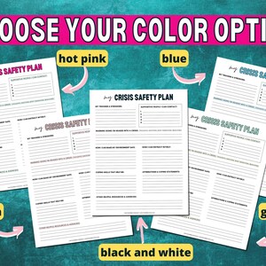 Crisis Safety Plan Worksheet | Coping Skills + Strategies | Therapy ...