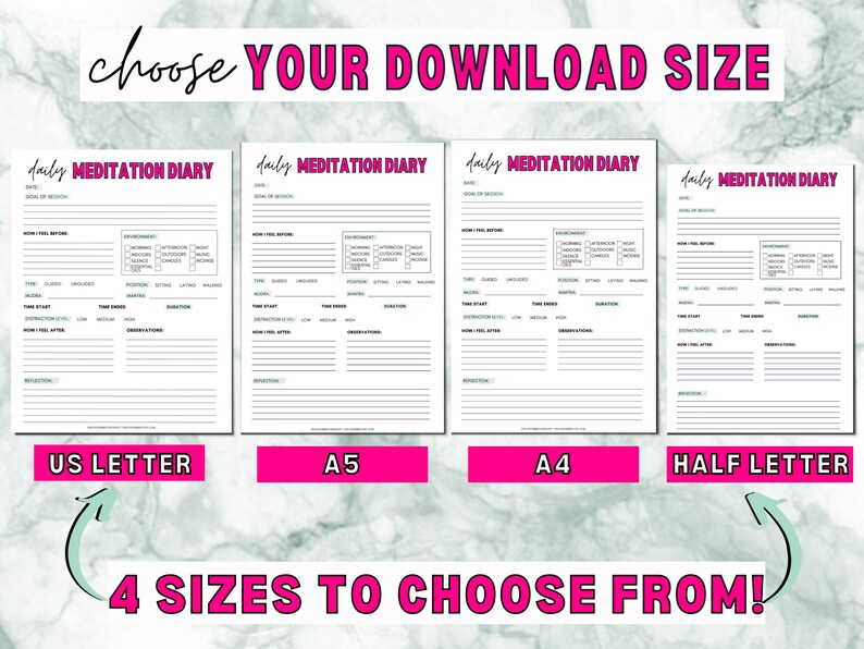 Meditation Tracker Printable Daily Meditation Journal | Etsy