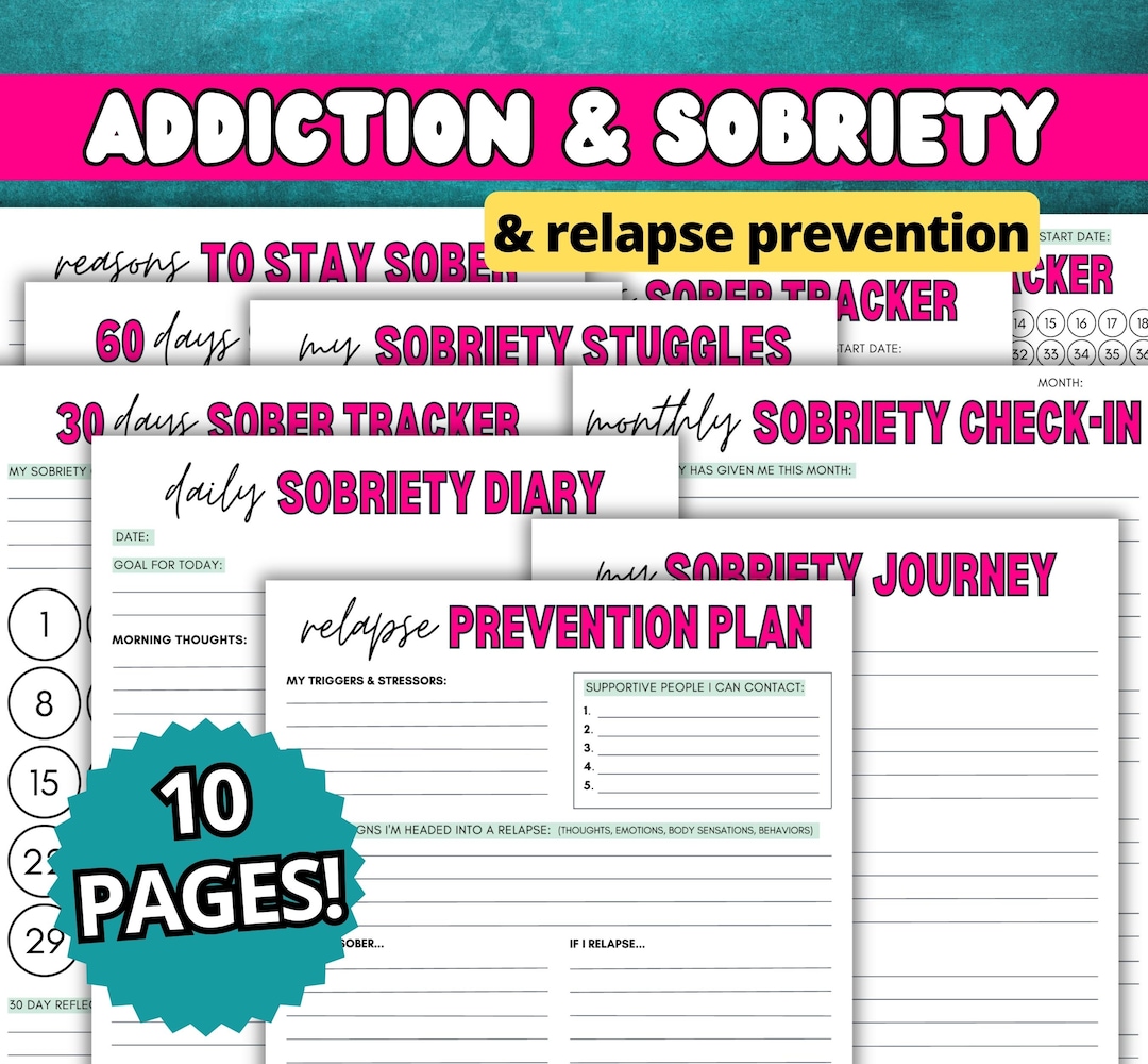 Sobriety Worksheets PDF | Relapse Prevention Plan | Sobriety Tracker ...