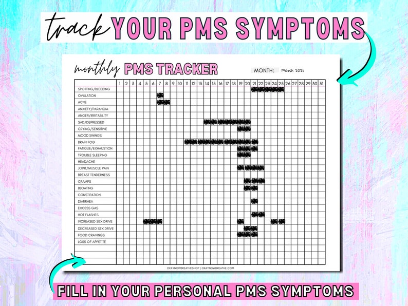Period Tracker Printable PMS Period Symptom Journal - Etsy