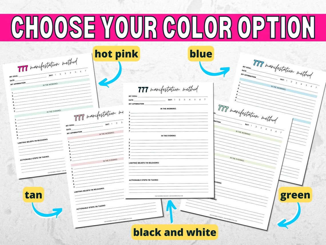 777 Manifestation Method | Law of Attraction Journal | Goal Setting ...