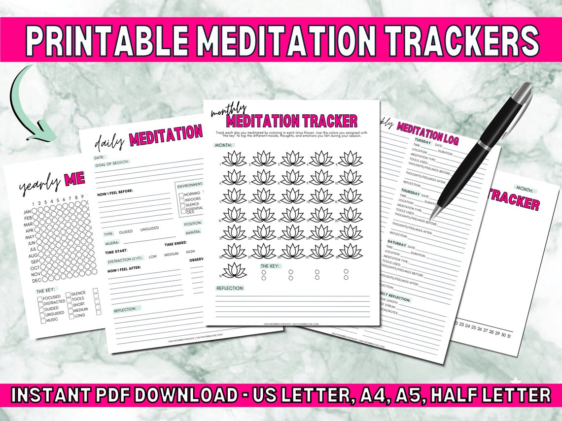 Meditation Tracker Printable | Daily Meditation Journal | Weekly ...