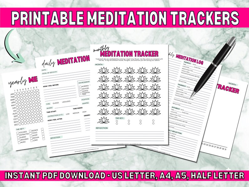 Meditation Tracker Printable | Daily Meditation Journal | Weekly ...