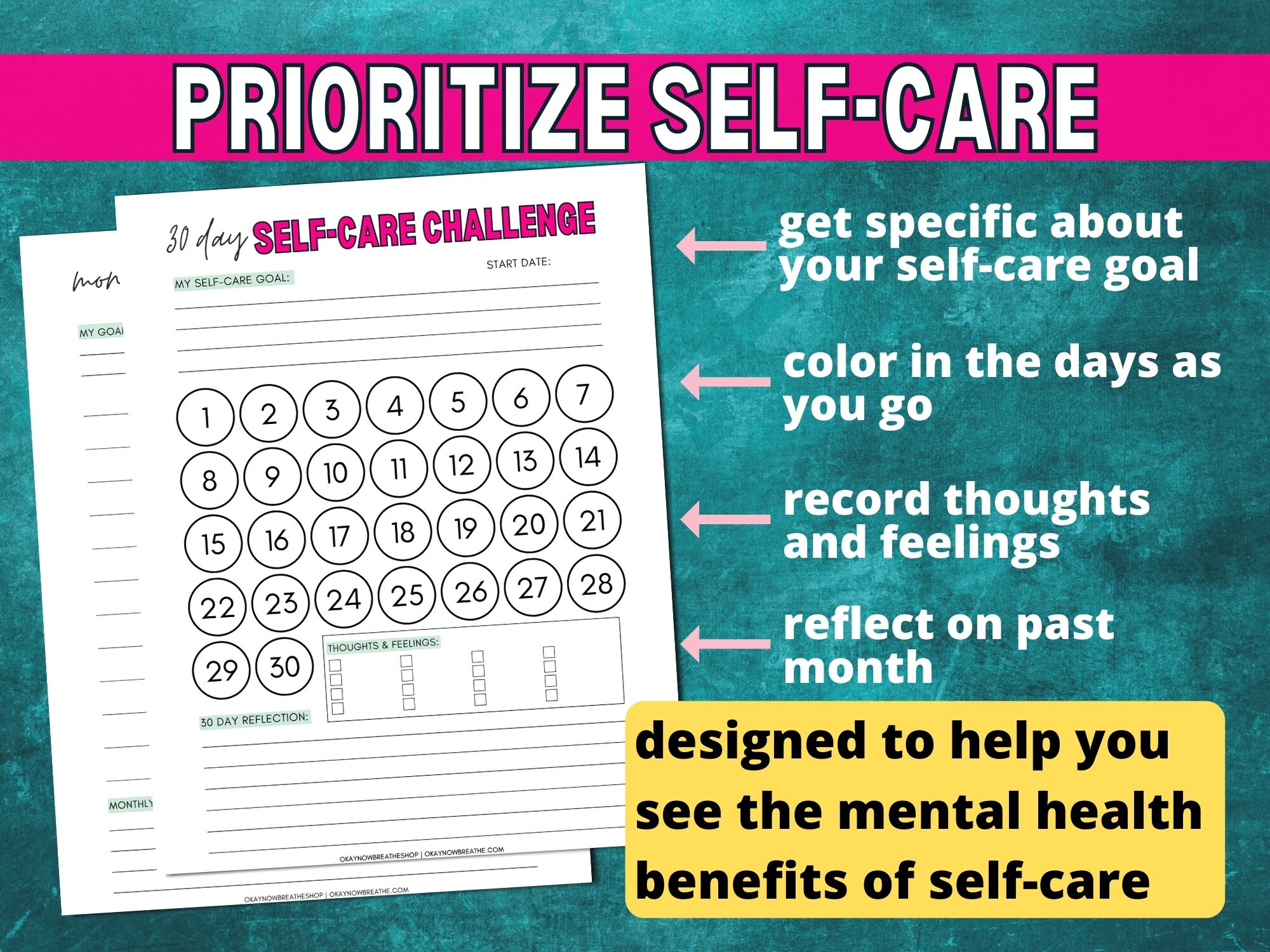 Self Care Checklist Tracker Mental Health Worksheet Daily Self-care ...