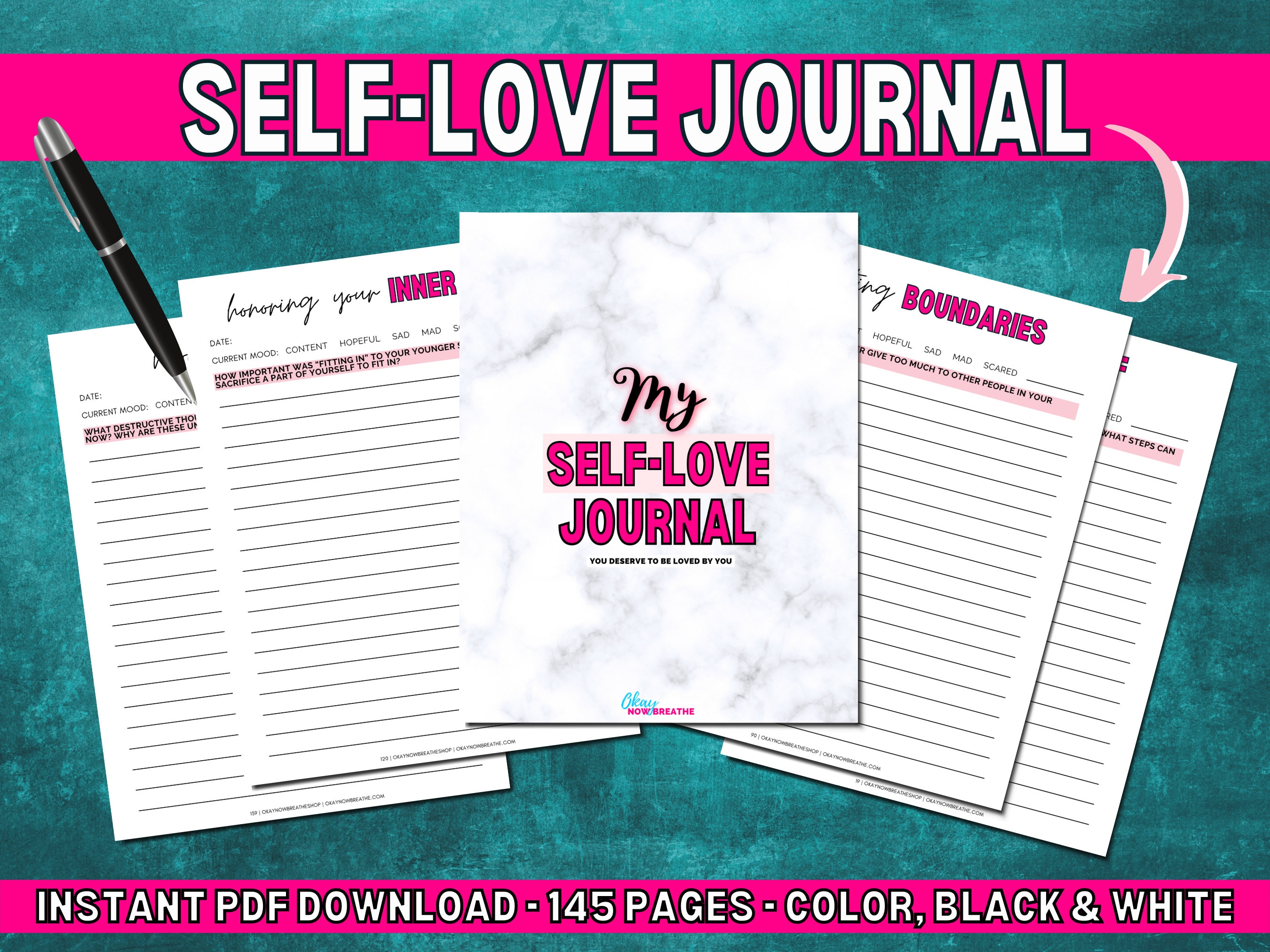 Self-love Journal | Self-esteem + Confidence Prompts | Self-improvement ...