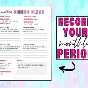 Period Tracker Printable | PMS + Period Symptom Journal | Menstrual Log ...
