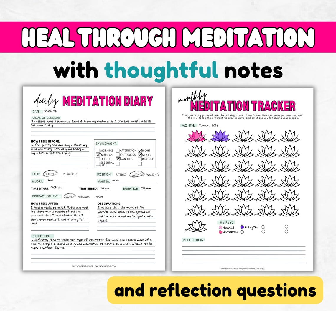 Meditation Tracker Printable | Daily Meditation Journal | Meditating ...