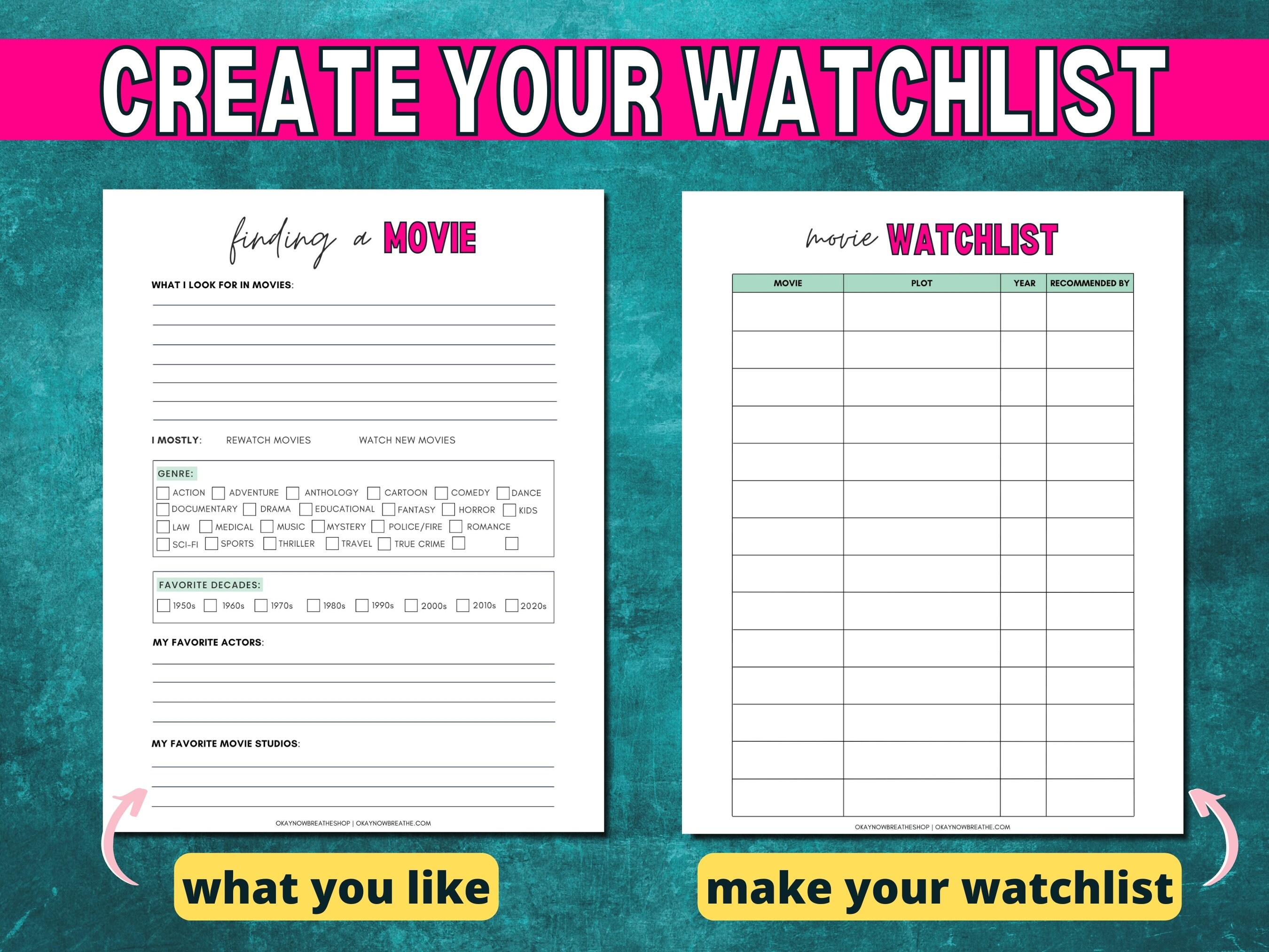 Movie Tracker Printable | Movie Logbook | Movie Lover | Movie Review ...