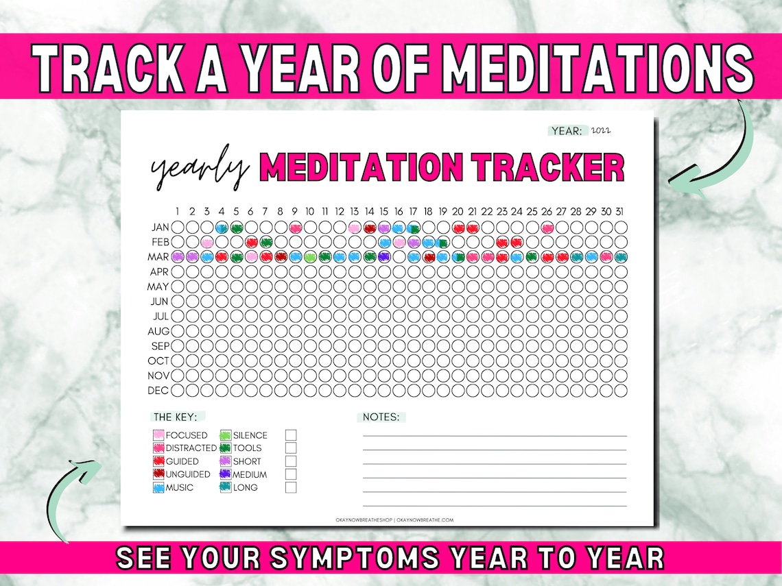 Meditation Tracker Printable Daily Meditation Journal Weekly Meditation ...