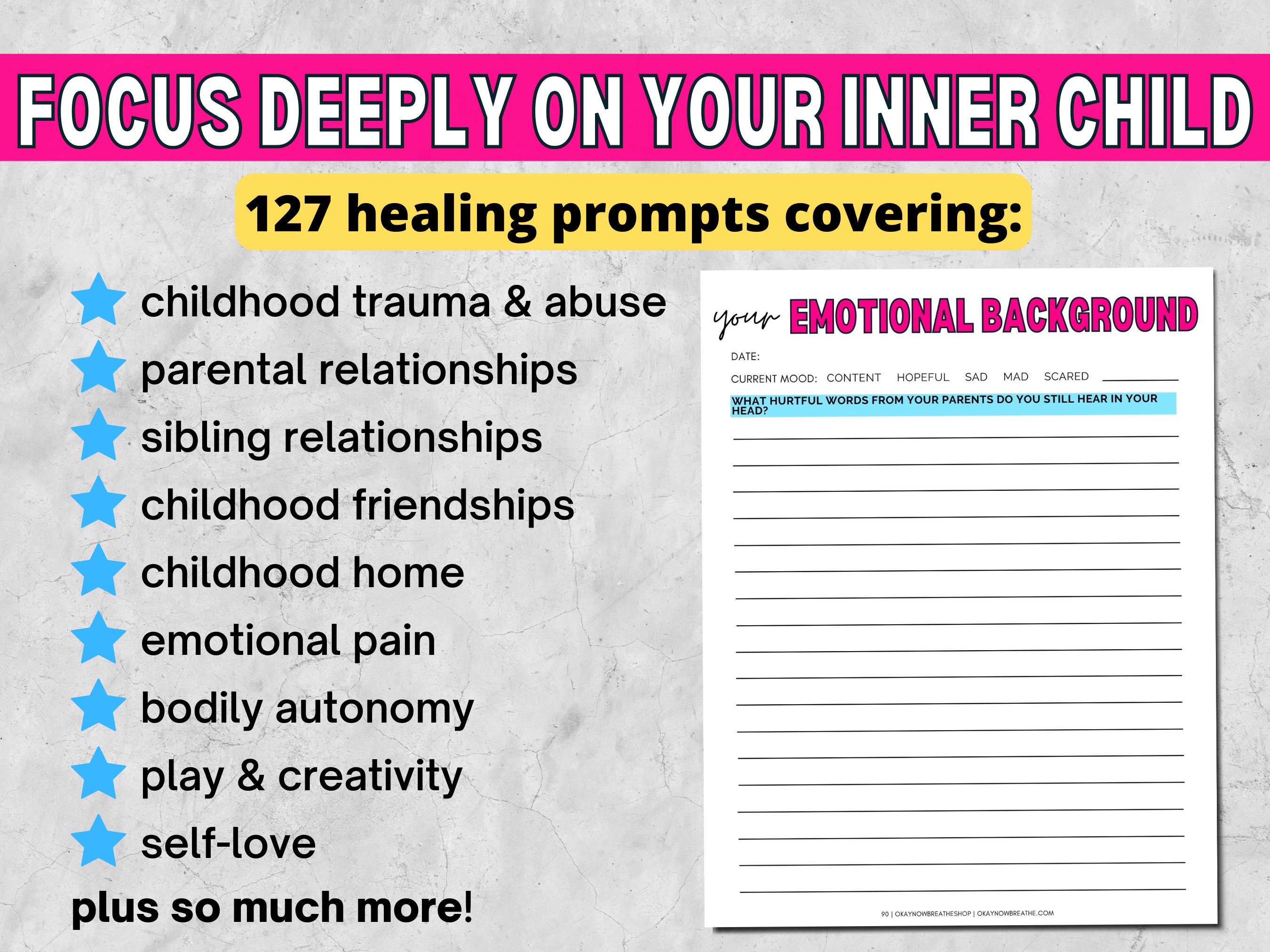 Inner Child Healing Journal Mental Health Journal Therapy Worksheet ...