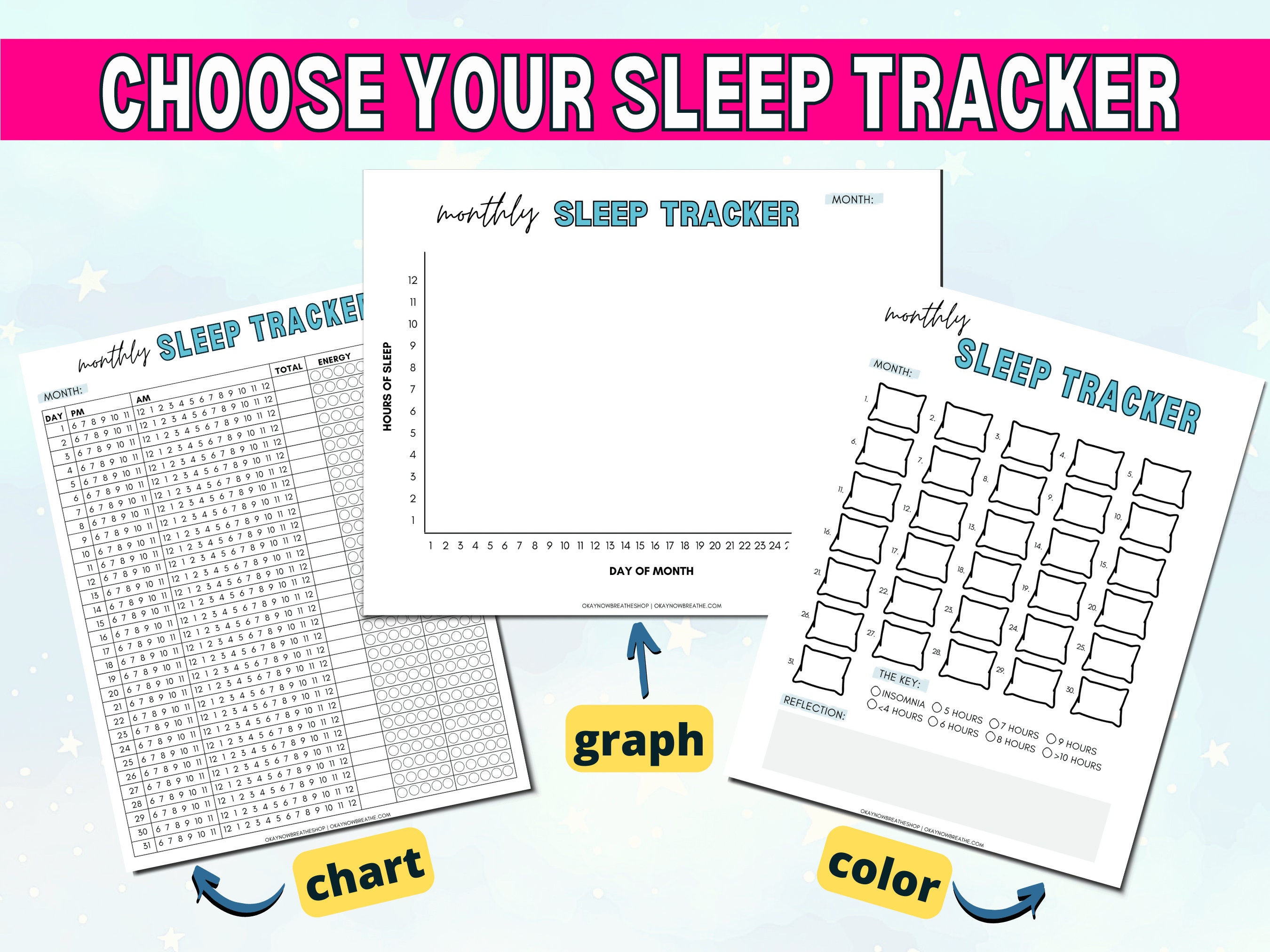 Sleep + Dream Tracker Printable Pack | Daily + Monthly Sleep Log ...