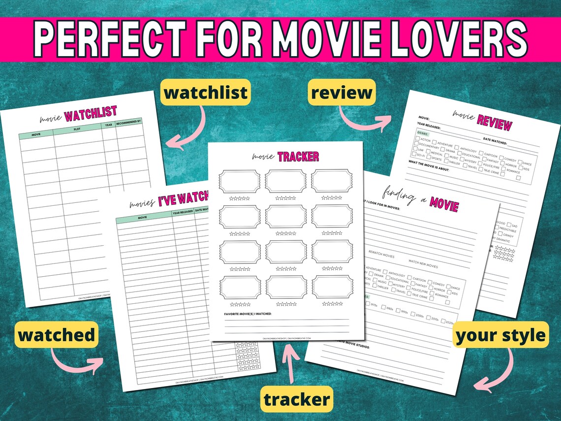 Movie Tracker Printable | Movie Logbook | Movie Lover | Movie Review ...