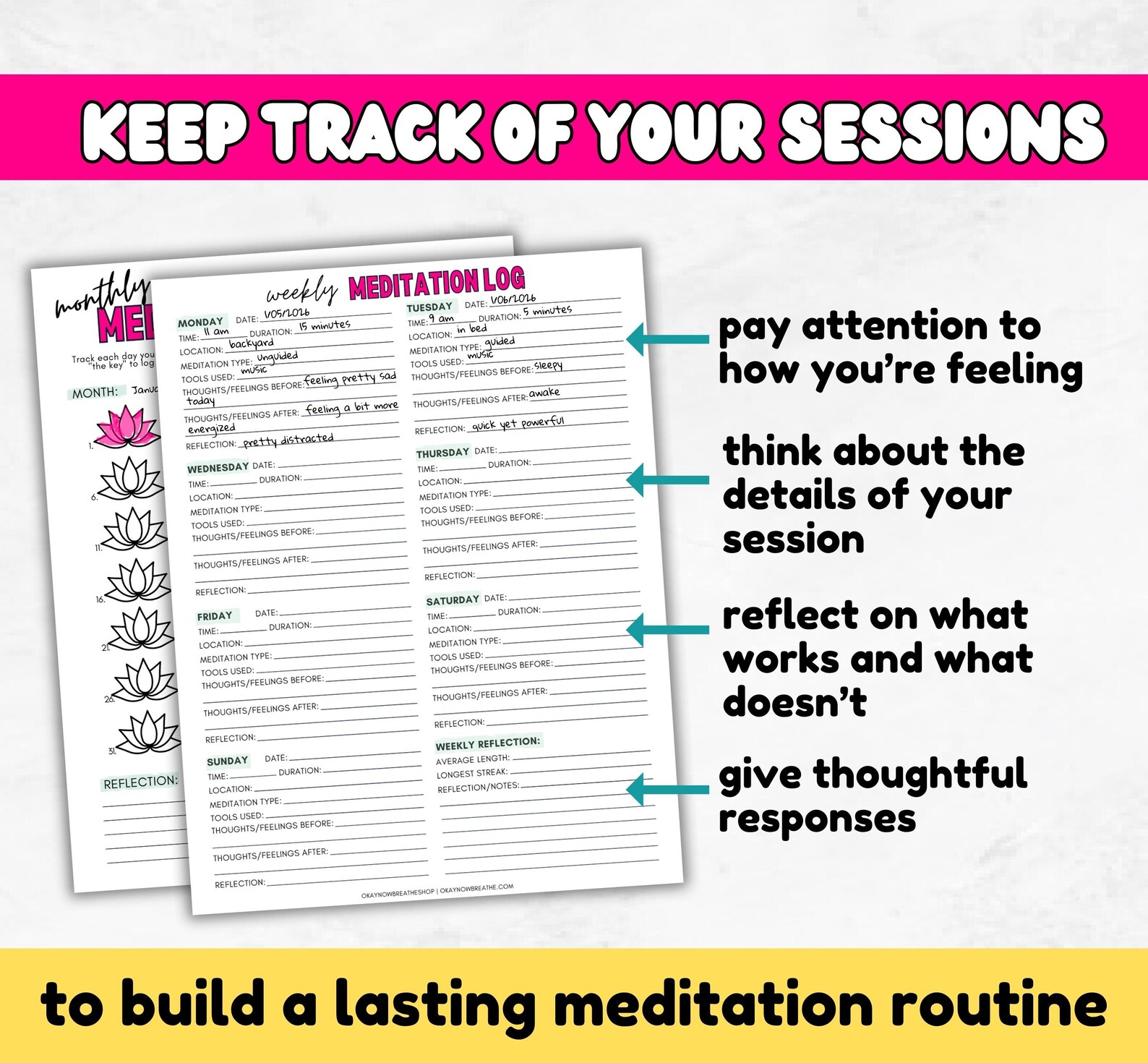 Meditation Tracker Printable | Daily Meditation Journal | Meditating ...
