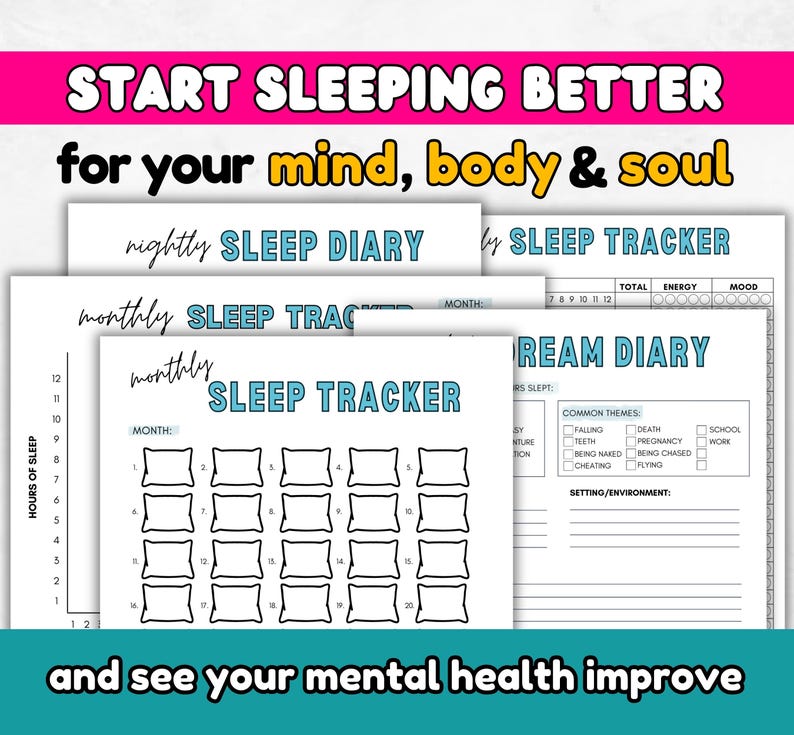 Sleep & Dream Tracker Printable | Sleeping Log + Sleep Habit Tracker ...