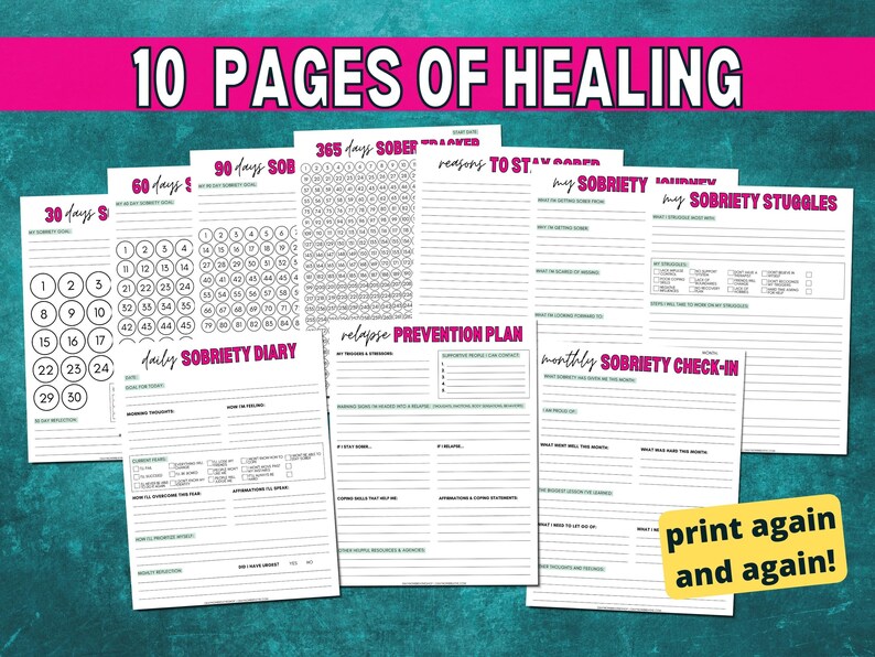 Sobriety Worksheets PDF Relapse Prevention Plan Sobriety Tracker ...