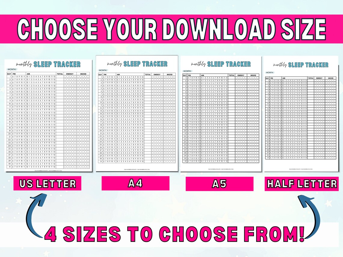 Sleep + Dream Tracker Printable Pack | Daily + Monthly Sleep Log ...