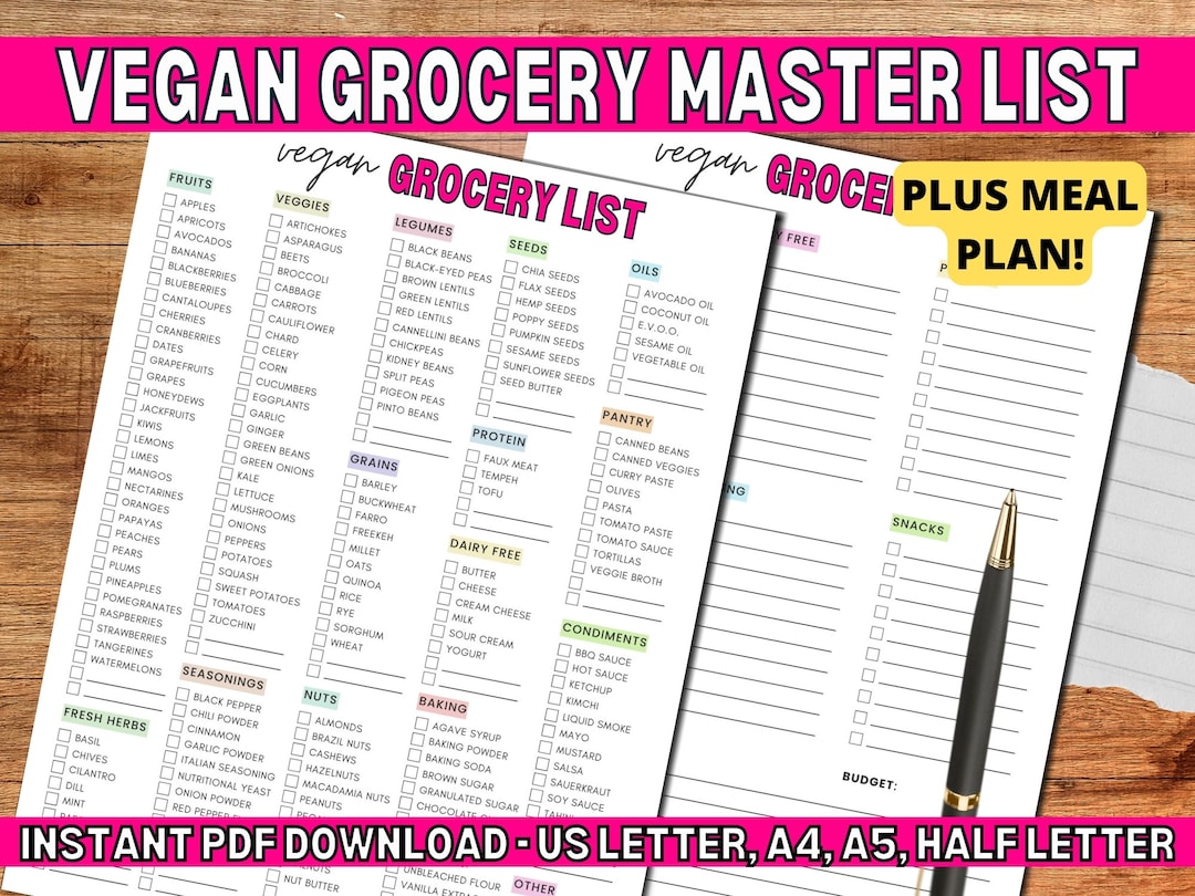 Vegan Grocery List Printable | Plant Based Food List | Whole Foods ...