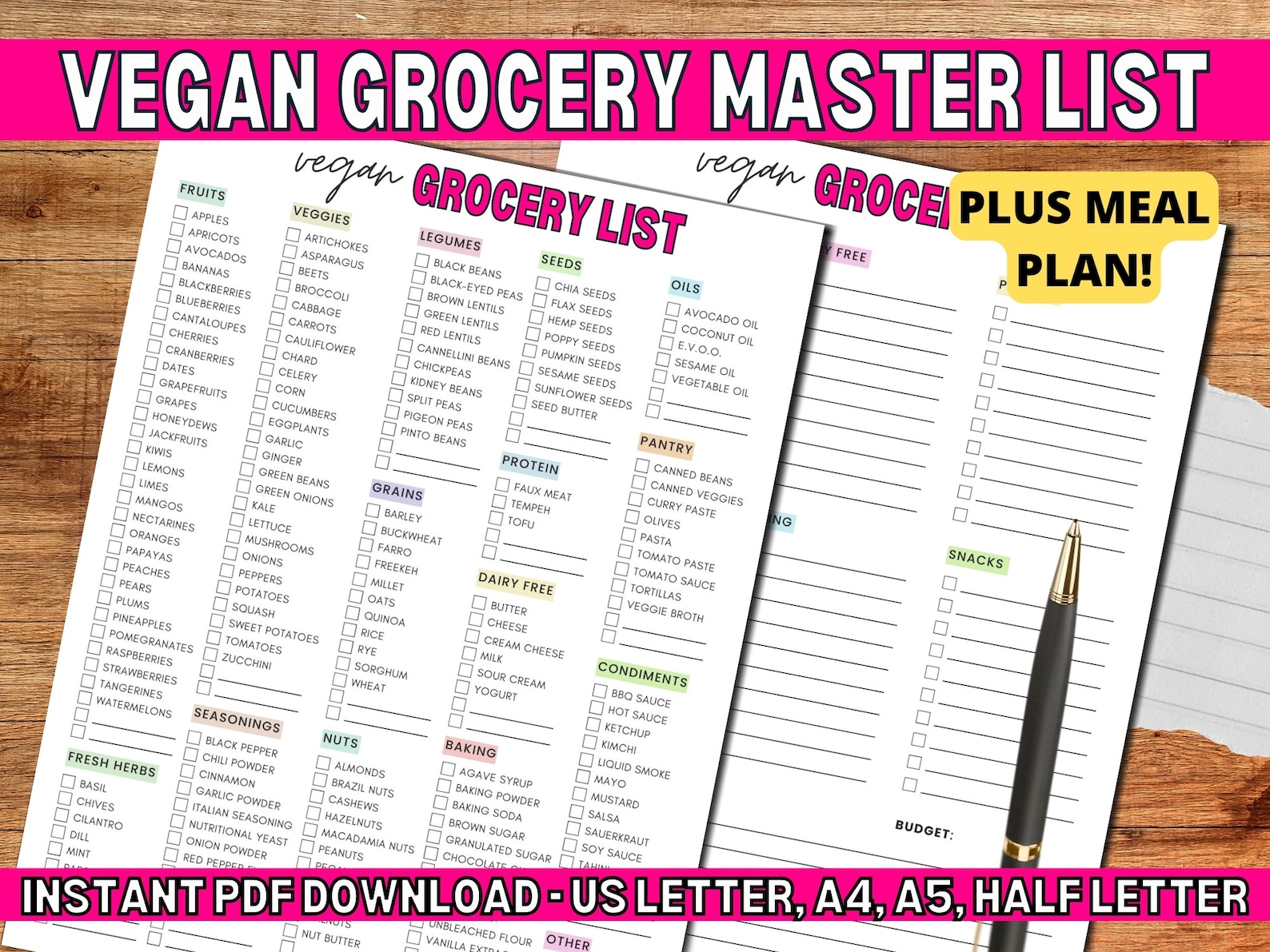 Vegan Grocery List Printable | Plant Based Food List | Whole Foods ...