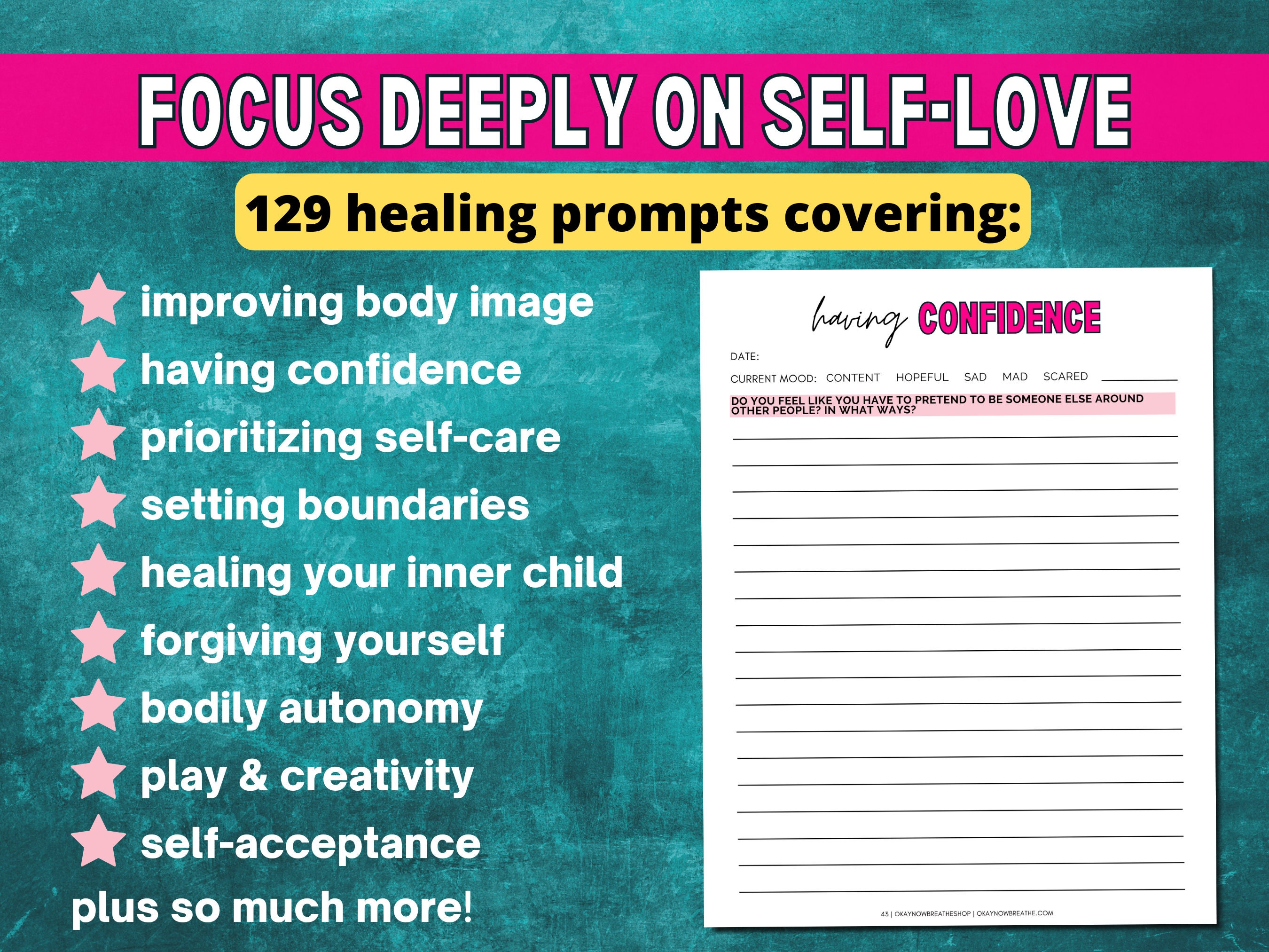 Self-love Journal Self-esteem Confidence Prompts Self-improvement Self ...