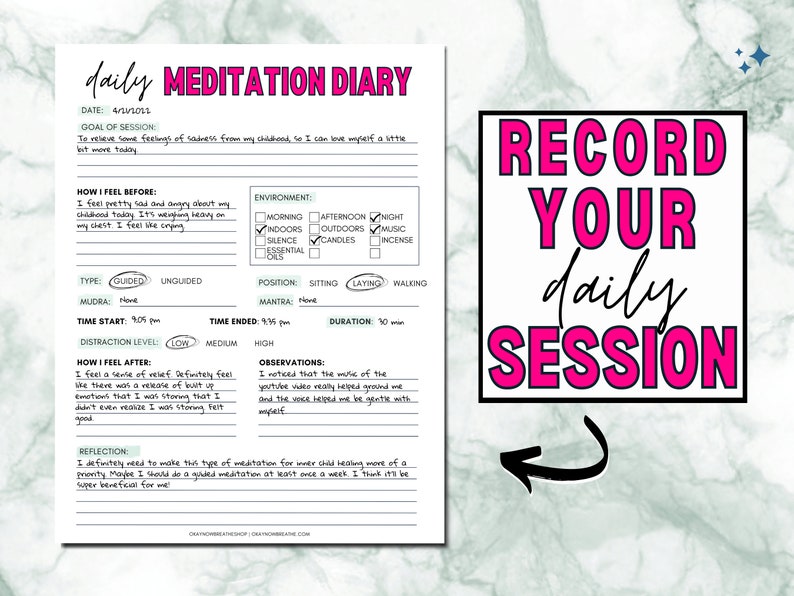 Meditation Tracker Printable | Daily Meditation Journal | Weekly ...