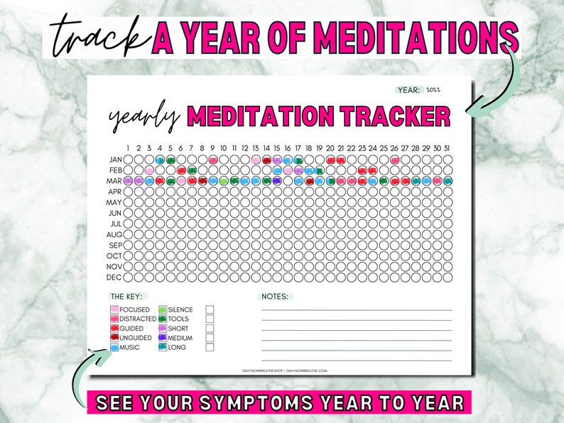 Meditation Tracker Printable Daily Meditation Journal | Etsy