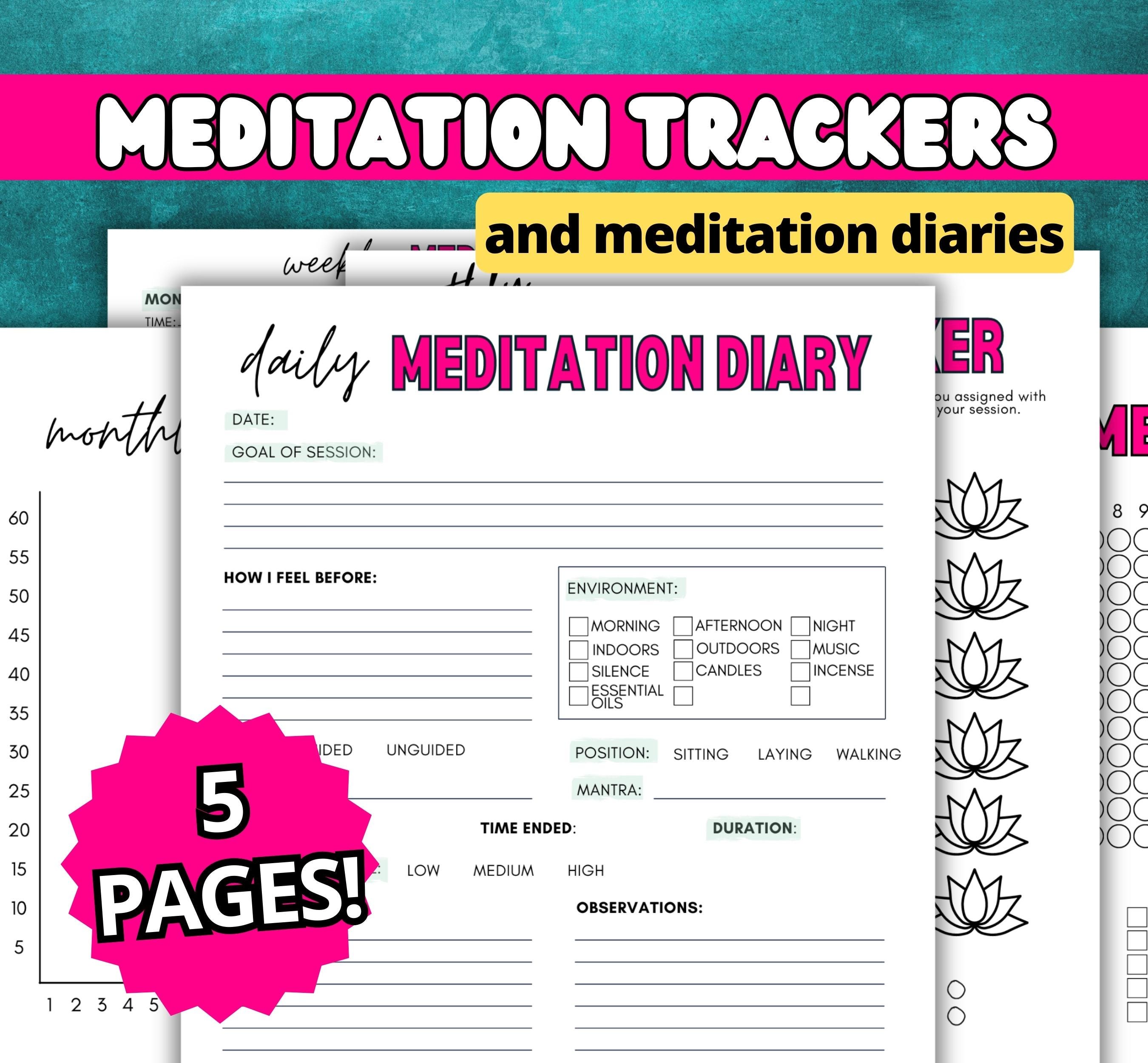 Meditation Tracker Printable | Daily Meditation Journal | Meditating ...