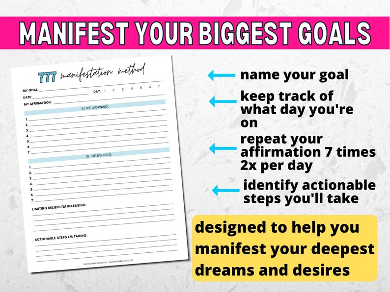 777 Manifestation Method | Law of Attraction Journal | Goal Setting ...
