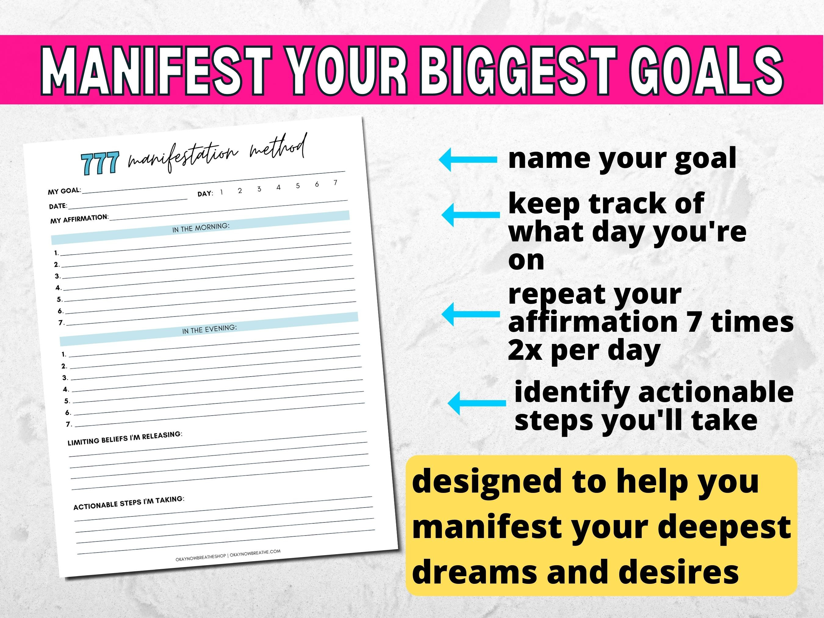 777 Manifestation Method | Law of Attraction Journal | Goal Setting ...