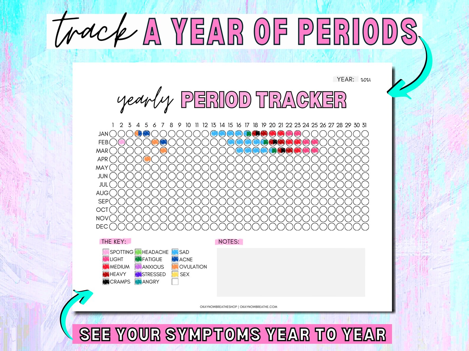 Period Tracker Printable PMS Period Symptom Journal | Etsy
