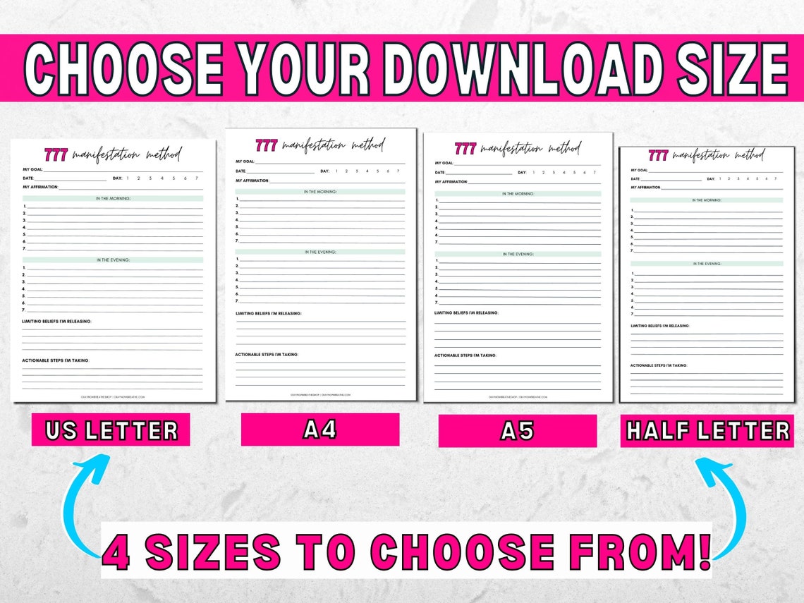 777 Manifestation Method | Law of Attraction Journal | Goal Setting ...