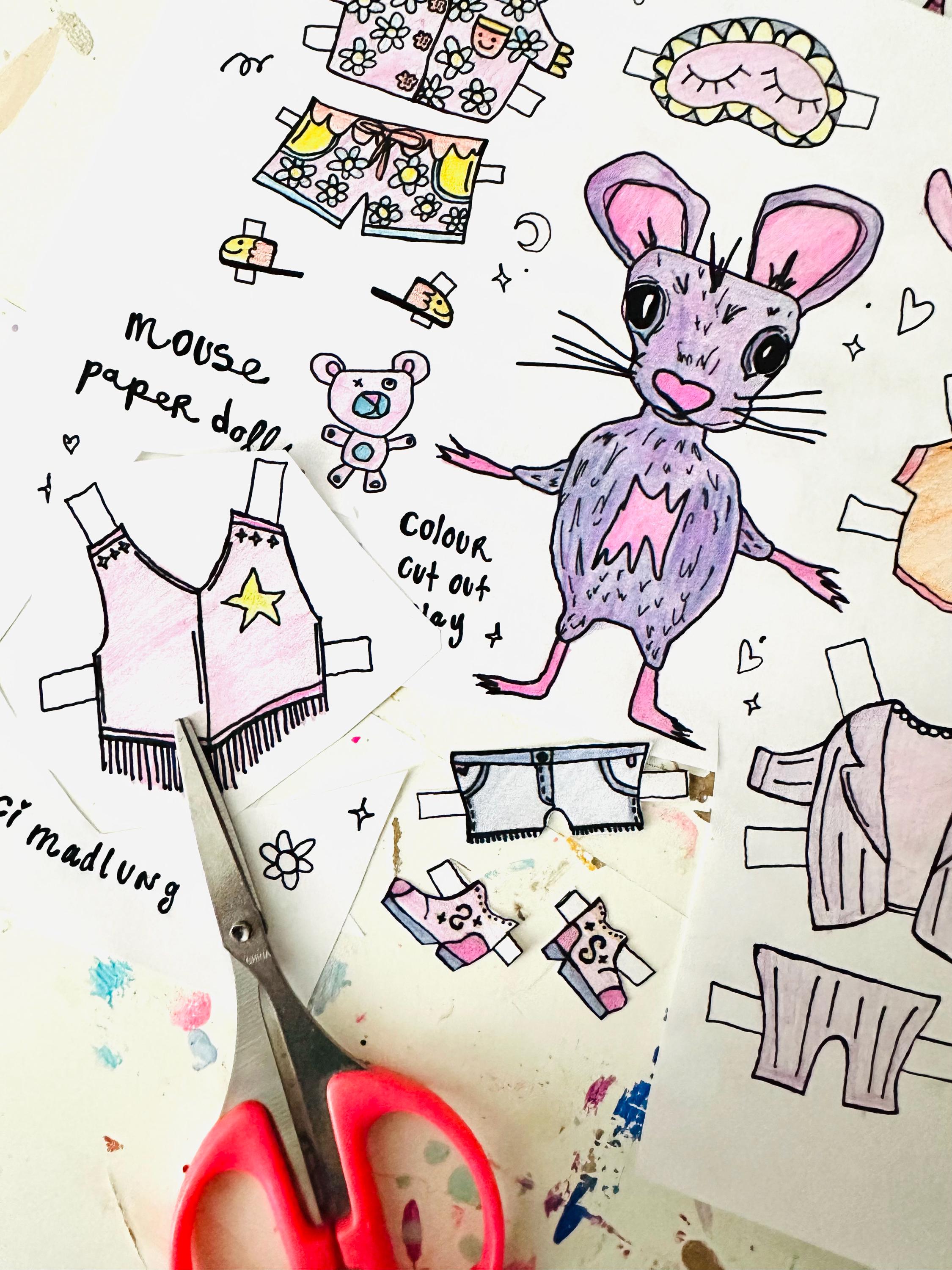 Mouse Paper Dolls - Digital Download - 2 Pages - Colouring and Activity ...