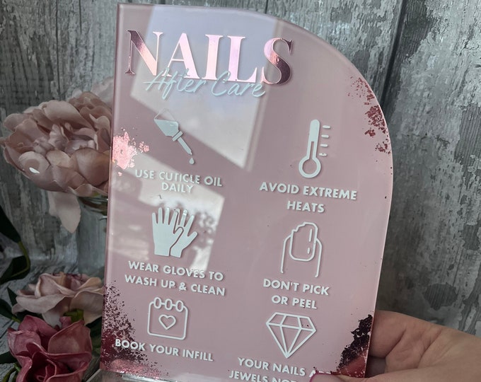 Acrylic Nail Aftercare Sign, Half Arch Treatment Sign, Nail Technician ...