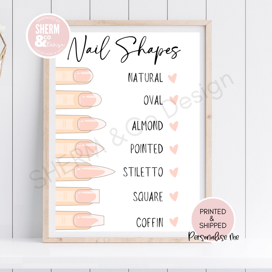 Nail Shape Poster Print Salon Wall Decor Nail Shapes Sign - Etsy UK