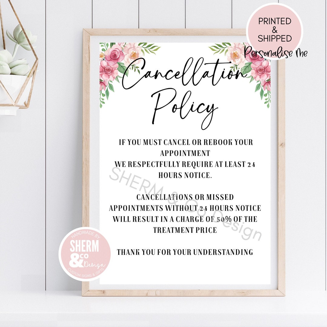 Salon Cancellation Policy Poster: Beauty Room Decor, A4 Print - Etsy