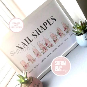 Nail Shape Poster, Print, Salon Wall Decor, Nail Shapes Sign, Nail Tech ...