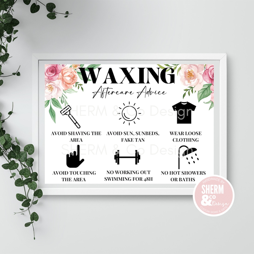 Waxing Aftercare Advice Poster, Print, Salon Wall Decor, Waxing Sign ...