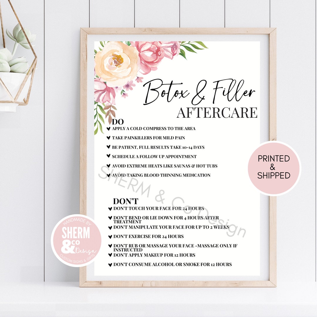 Lip Filler and Botox Aftercare Advice Printed Shipped,aesthetics Salon ...