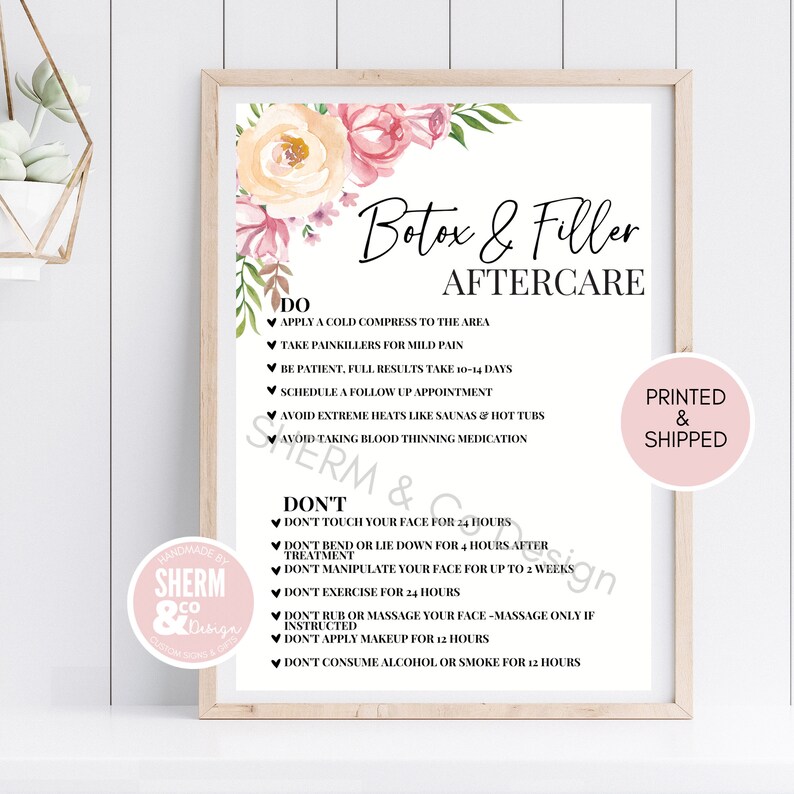 Lip Filler and Botox Aftercare Advice Printed Shipped,aesthetics Salon ...