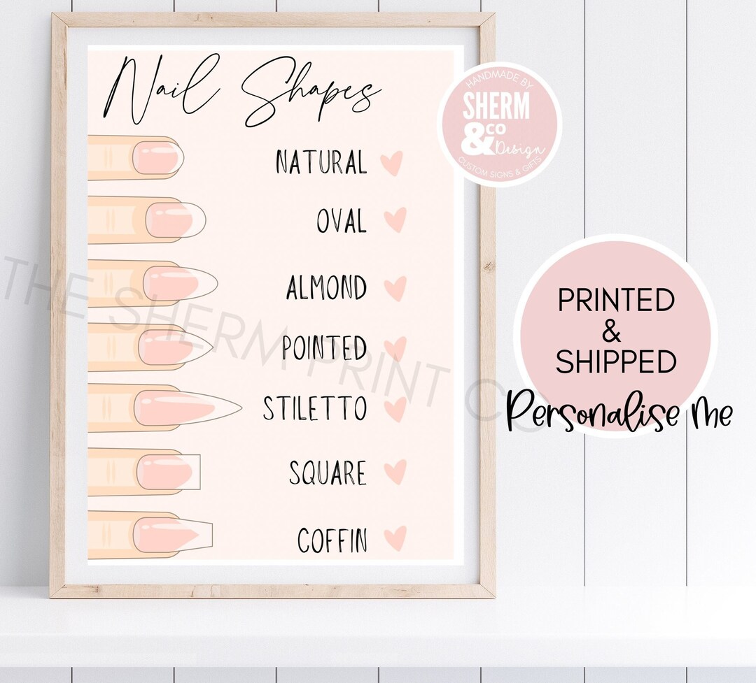 Nail Shape Poster Print Salon Wall Decor Nail Shapes Sign - Etsy