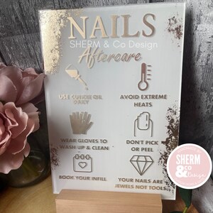 Acrylic Nail Aftercare Sign, Treatment Sign, Nail Technician, Acrylic ...
