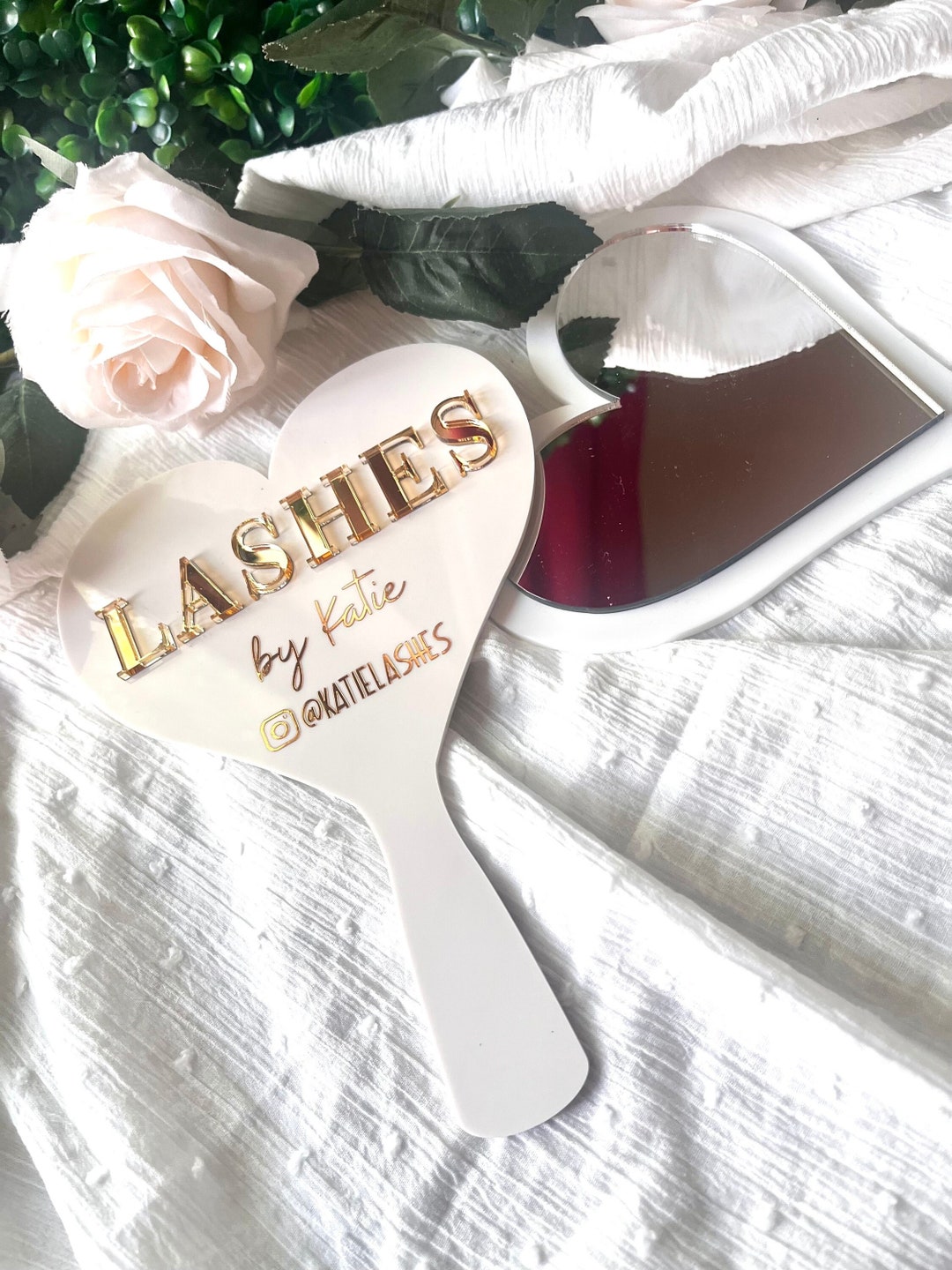 Eyelash Technician Prop Handheld Heart Mirror, Lash Face Paddle Gift ...