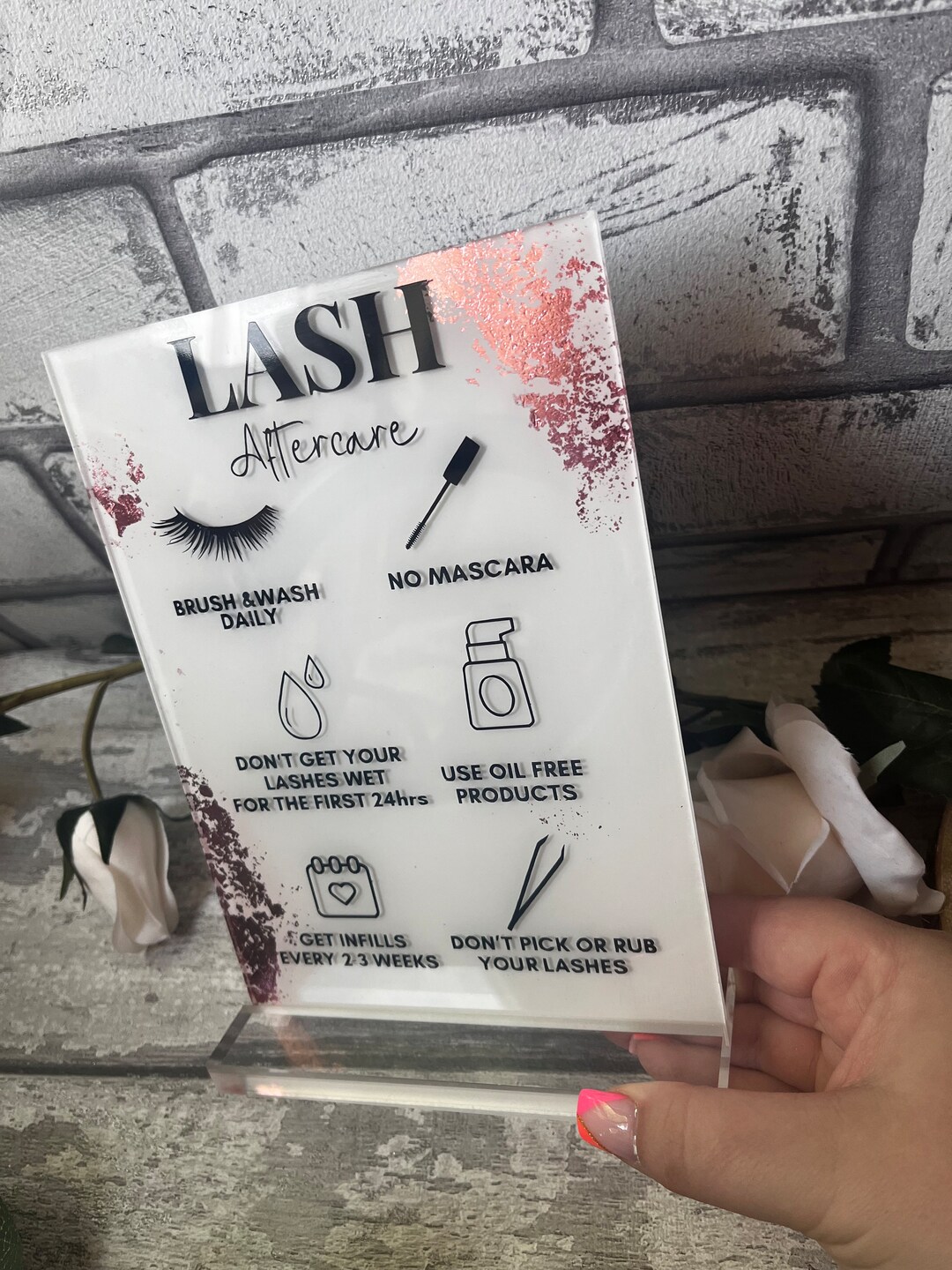 Acrylic Lash Aftercare Sign, Half Arch Treatment Sign, Lash Technician ...