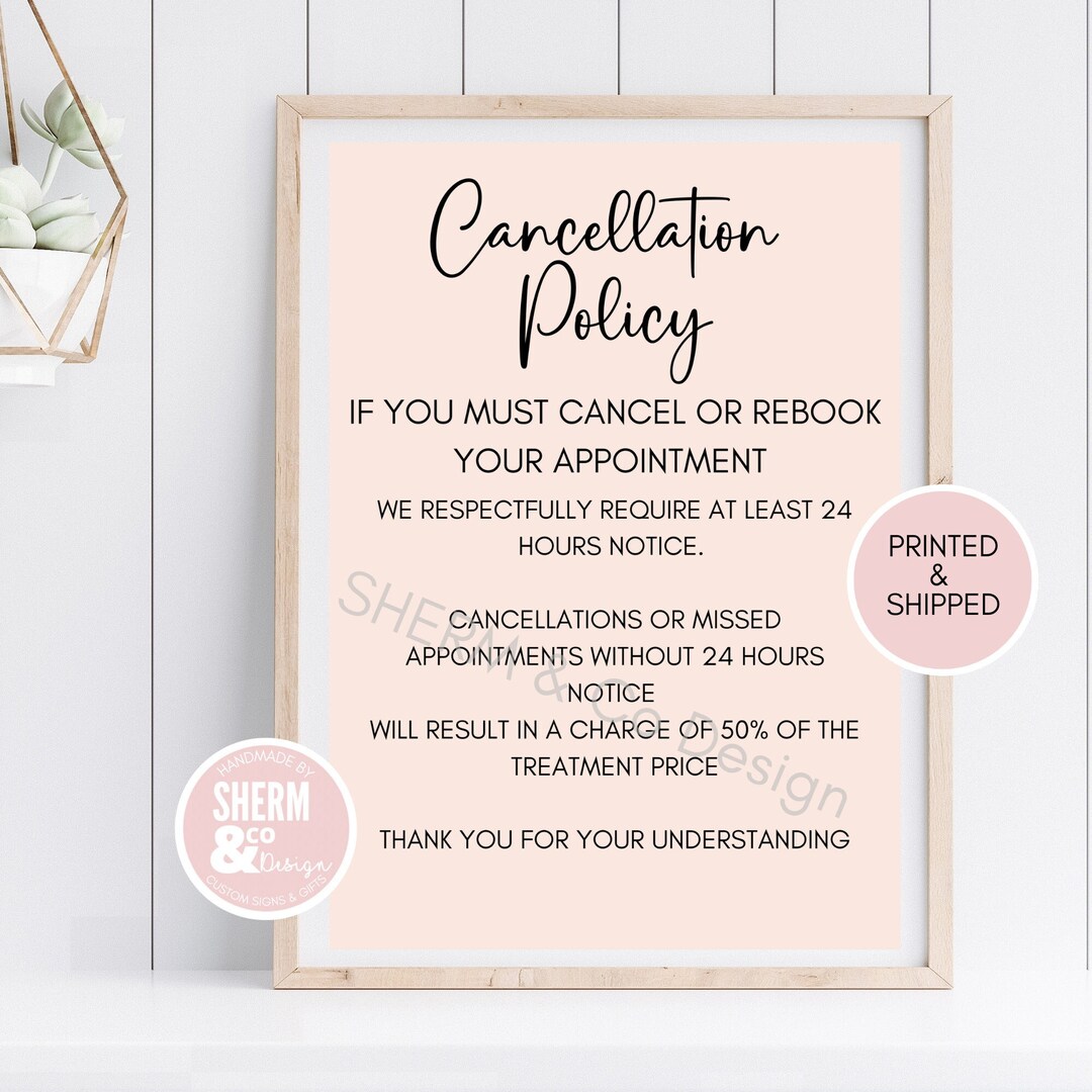 Salon Cancellation Policy Poster: Beauty Treatment Signage - Etsy UK