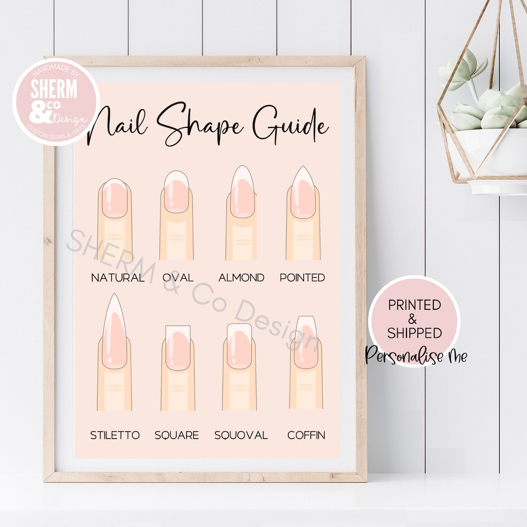 Nail Shape Poster, Print, Salon Wall Decor, Nail Shapes Sign, Nail Tech ...