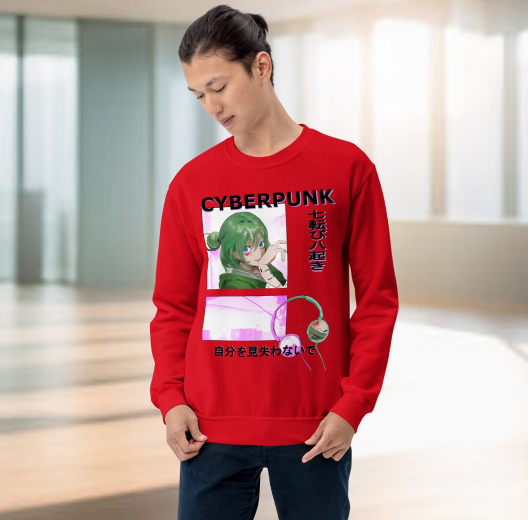 Unisex Cyberpunk Girl Midweight Sweater-cyber Sweater-cyber Anime Girl ...